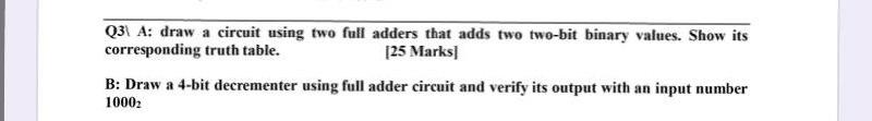 Solved Q31 A: draw a circuit using two full adders that adds | Chegg.com