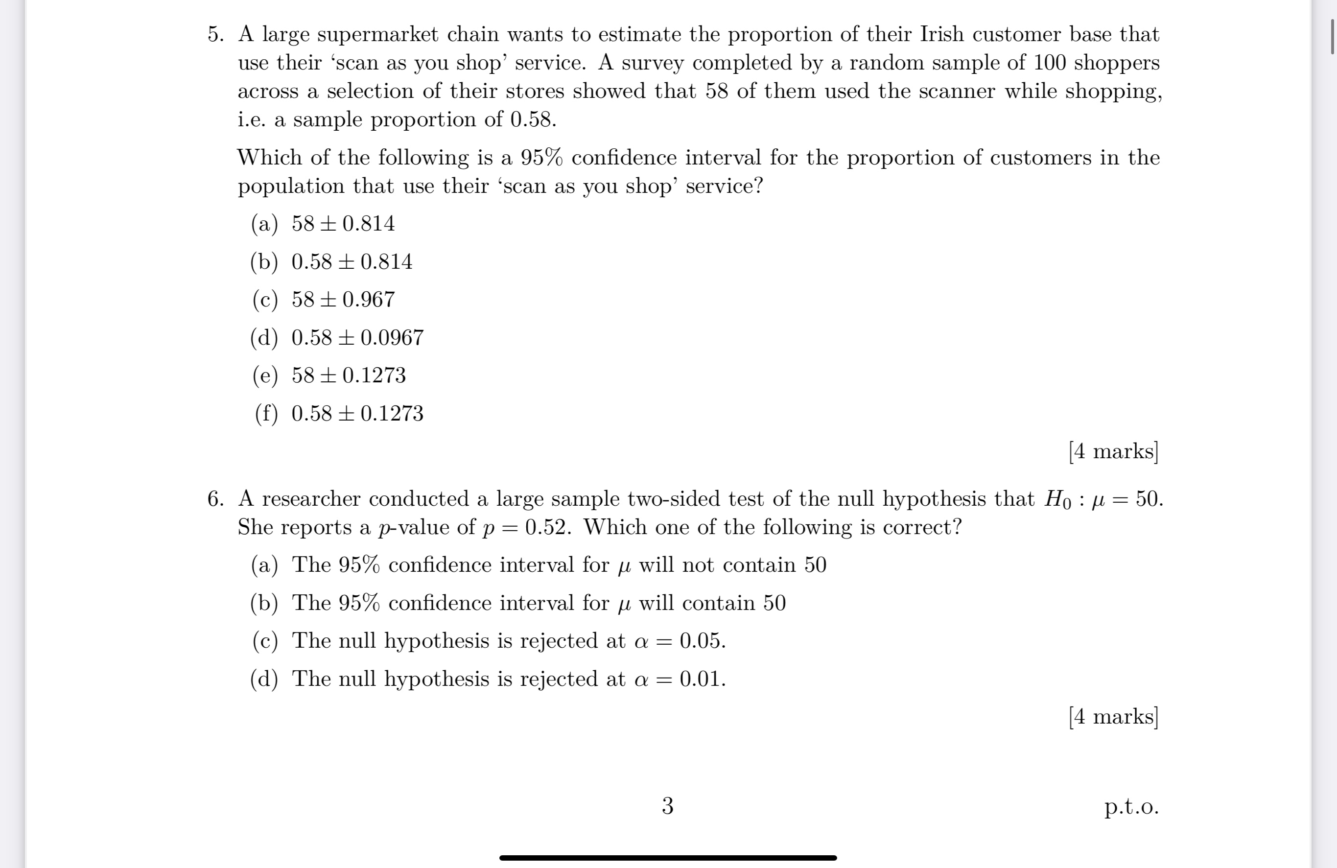 Solved 5. A large supermarket chain wants to estimate the | Chegg.com