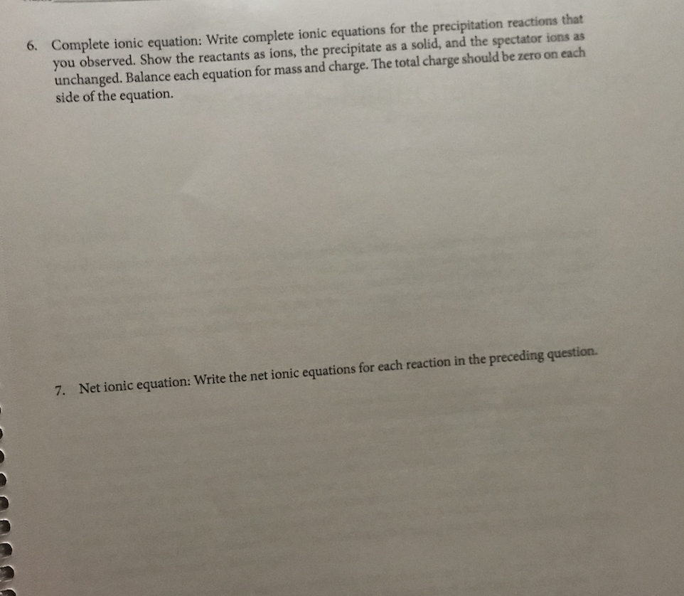 Solved Part II-Double Displacement Reactions Data Table 7-2. | Chegg.com