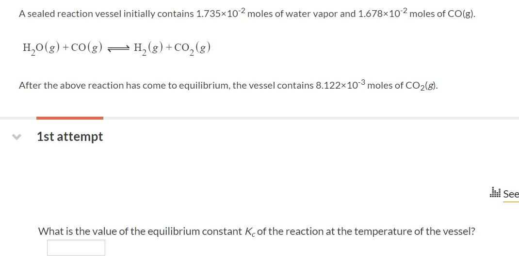 Solved A sealed reaction vessel initially contains | Chegg.com