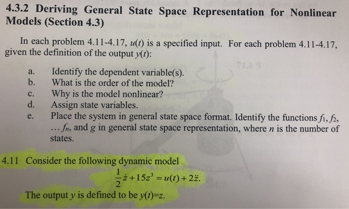 Solved 4.3.2 Deriving General State Space Representation for | Chegg.com
