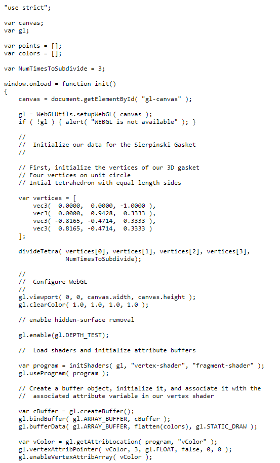 Solved The following 3DSierpinskiTriangle.html program uses | Chegg.com