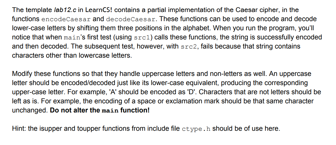 Solved The template lab12.c in LearnCS! contains a partial | Chegg.com