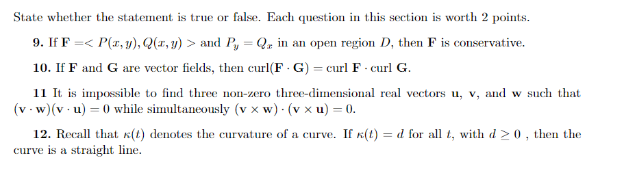 Solved State whether the statement is true or false. Each | Chegg.com