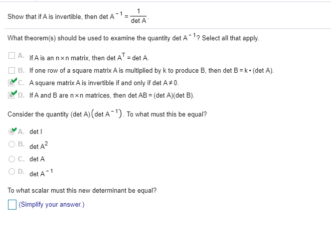 Solved Show that if A is invertible, then det A d et A What | Chegg.com