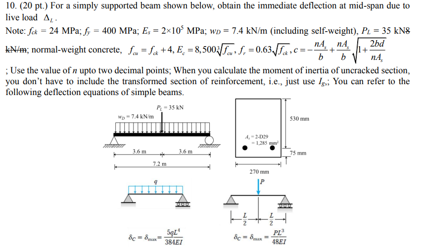 Solved = = na 117 2bd - b 10. (20 pt.) For a simply | Chegg.com
