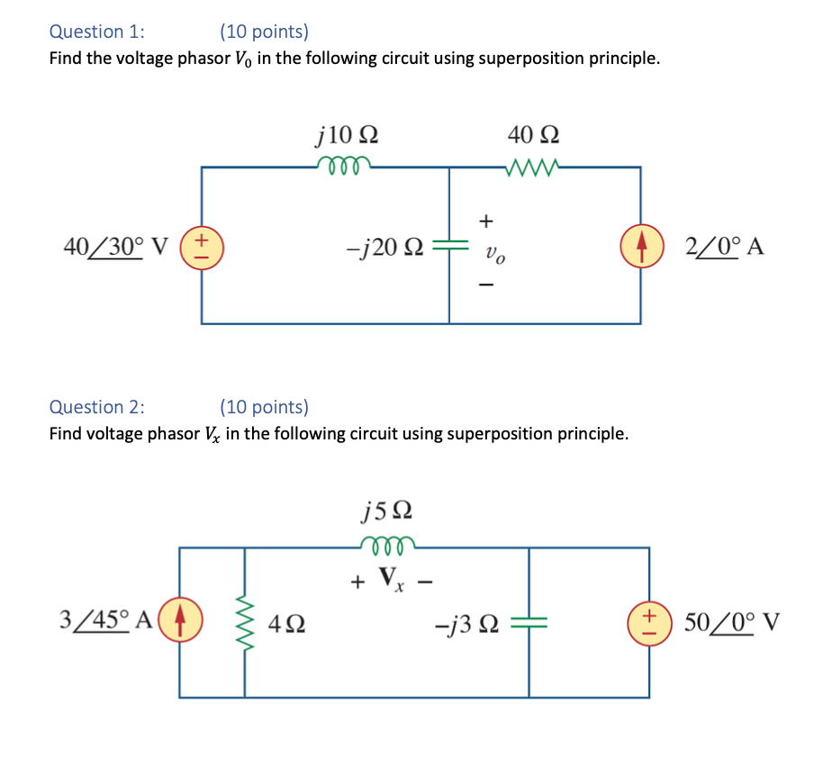Solved Question 1: (10 points) Find the voltage phasor V, in | Chegg.com Solved Question 1: (10 points) Find the voltage phasor V, in | Chegg.com