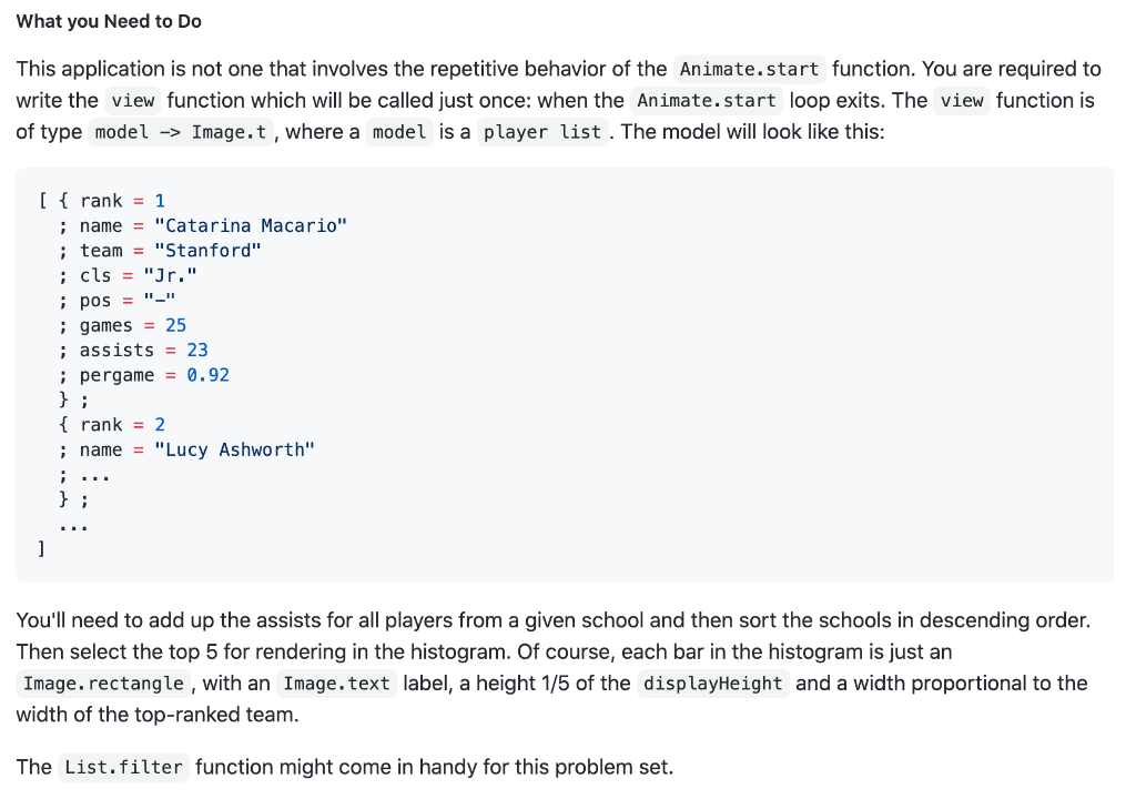 Programming using Ocaml project: write the view | Chegg.com