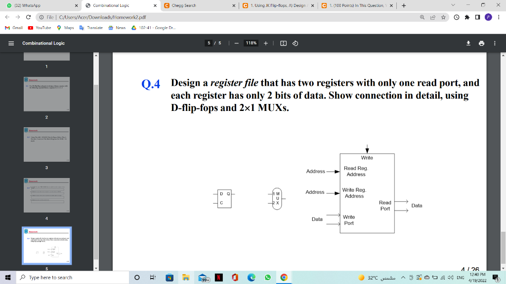 Solved Design a register file that has two registers with | Chegg.com