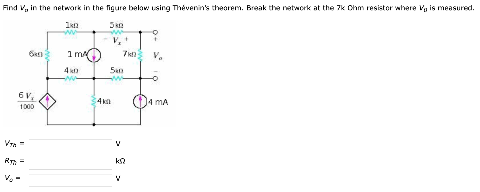 Solved Find Vo in the network in the figure below using | Chegg.com