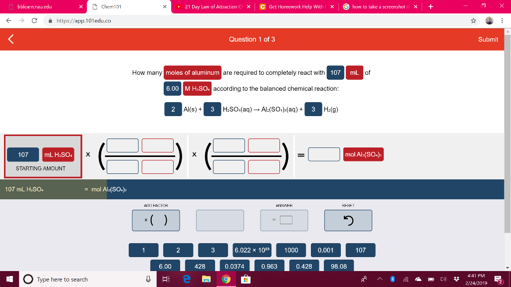 Solved bblearn.rnau.edu Chem101 21 Day Law of Attraction c × | Chegg.com