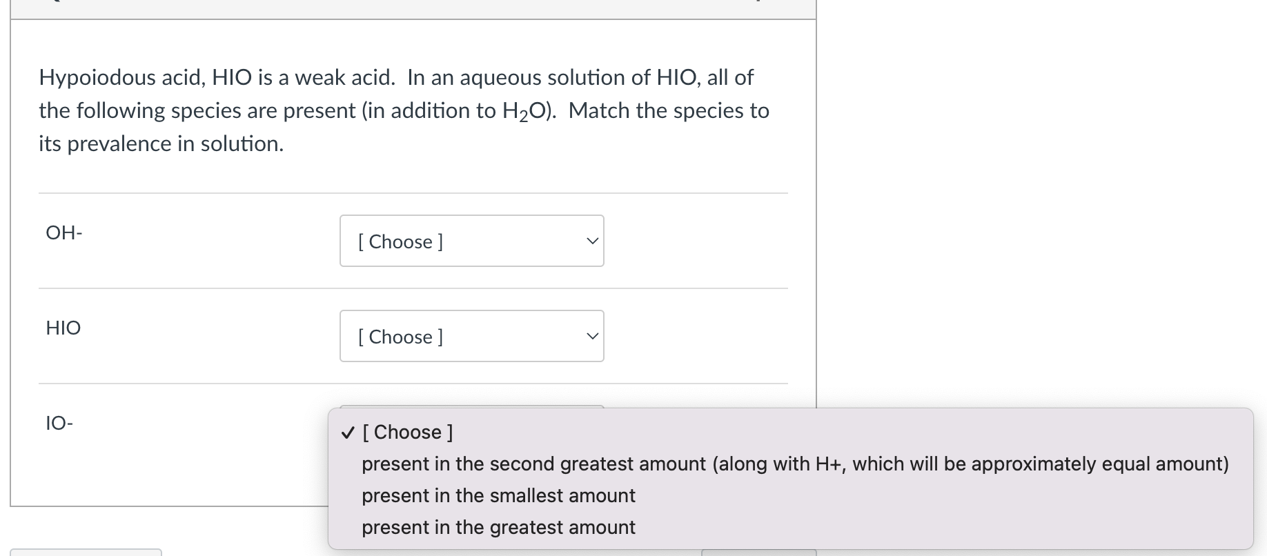 Solved Hypoiodous acid, HIO is a weak acid. In an aqueous | Chegg.com