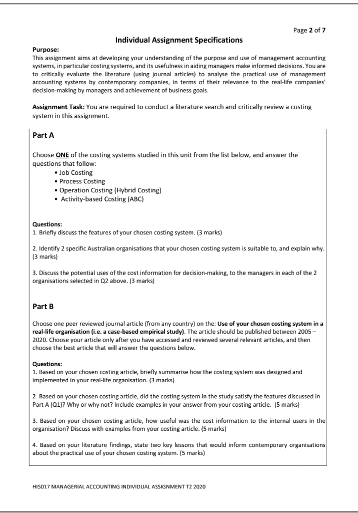 Page 2 of 7 Individual Assignment Specifications | Chegg.com