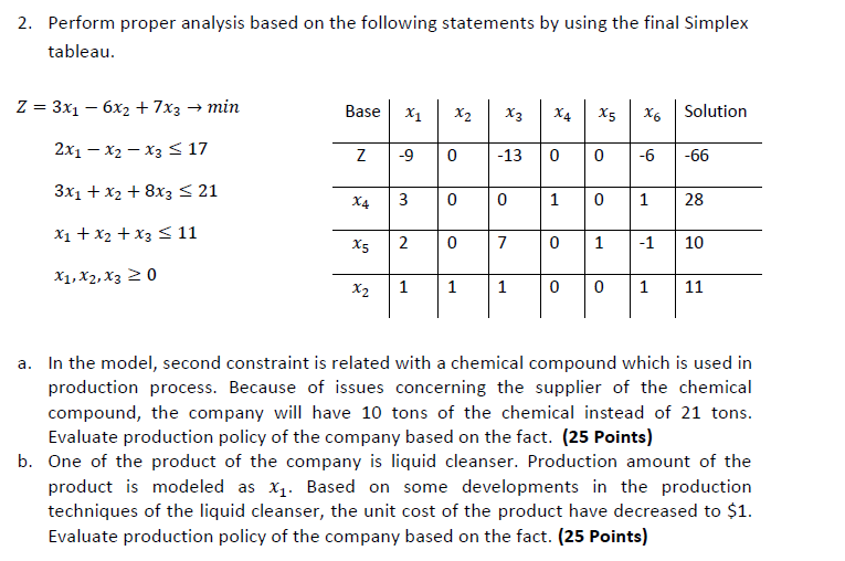 Solved 2. Perform proper analysis based on the following | Chegg.com