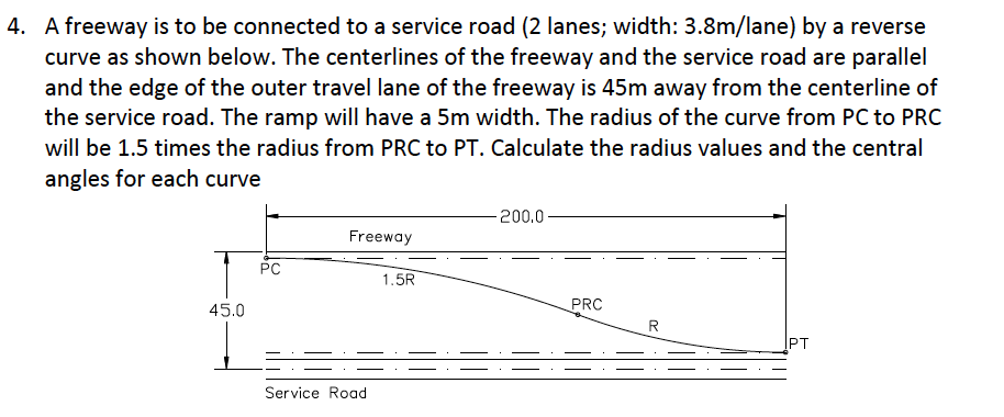 Solved 4. A freeway is to be connected to a service road (2 | Chegg.com