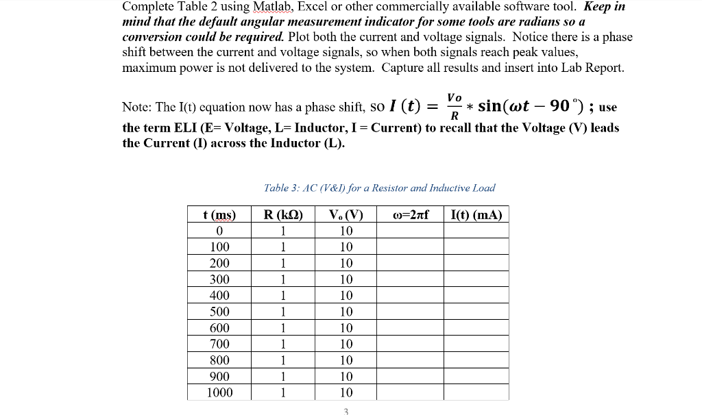 Solved Complete Table 2 using Matlab, Excel or other | Chegg.com