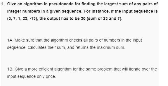 Solved Give An Algorithm In Pseudocode For Finding The L 3064