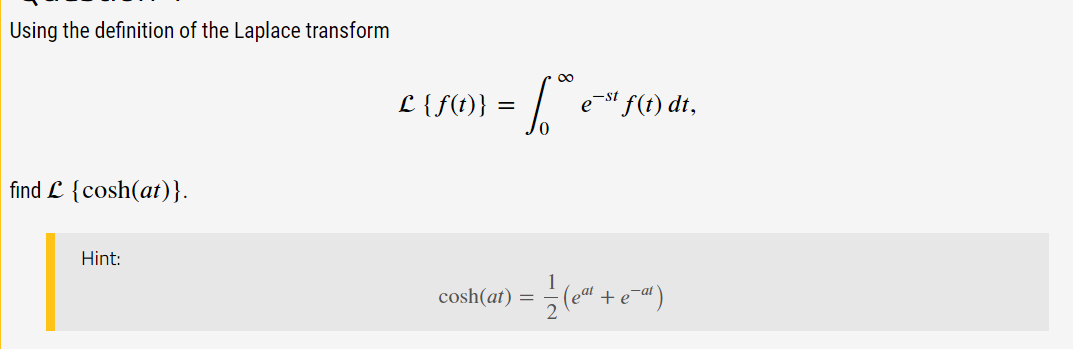 Solved Using the definition of the Laplace transform | Chegg.com
