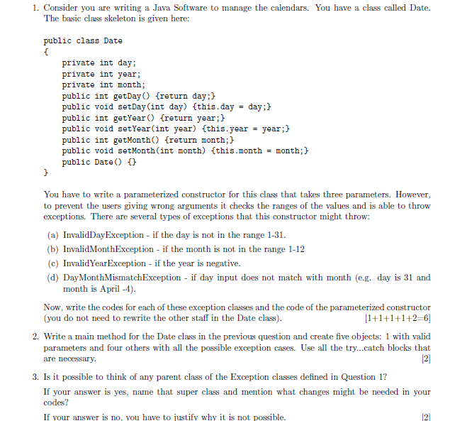 Solved 1. Consider you are writing a Java Software to manage | Chegg.com