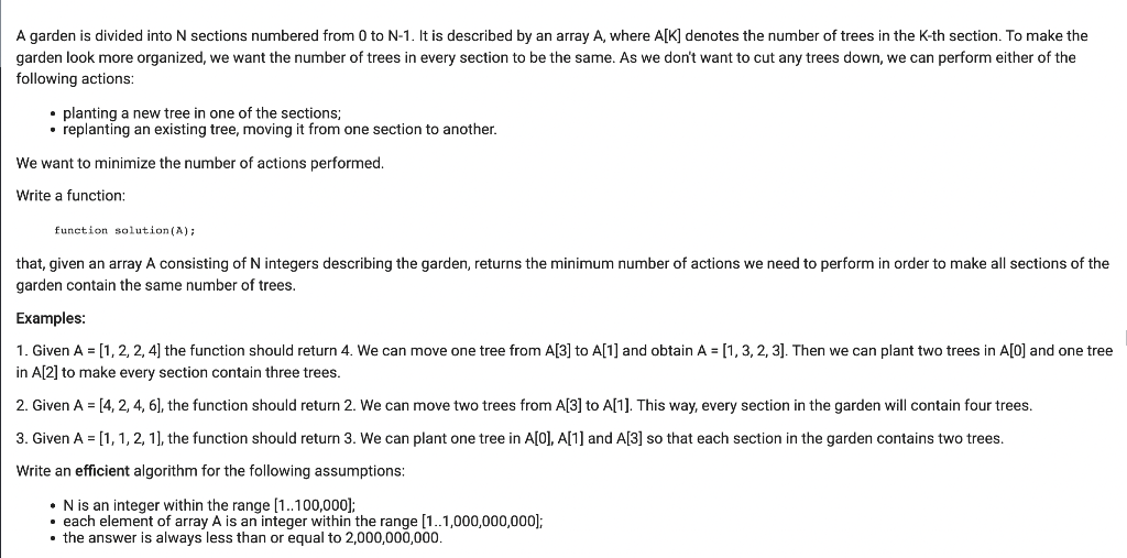 Solved A garden is divided into N sections numbered from 0 | Chegg.com