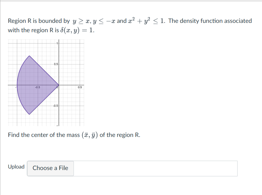 Solved Region R is ﻿bounded by y≥x,y≤-x ﻿and x2+y2≤1. ﻿The | Chegg.com