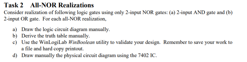 Solved Task 2 AII-NOR Realizations Consider realization of | Chegg.com