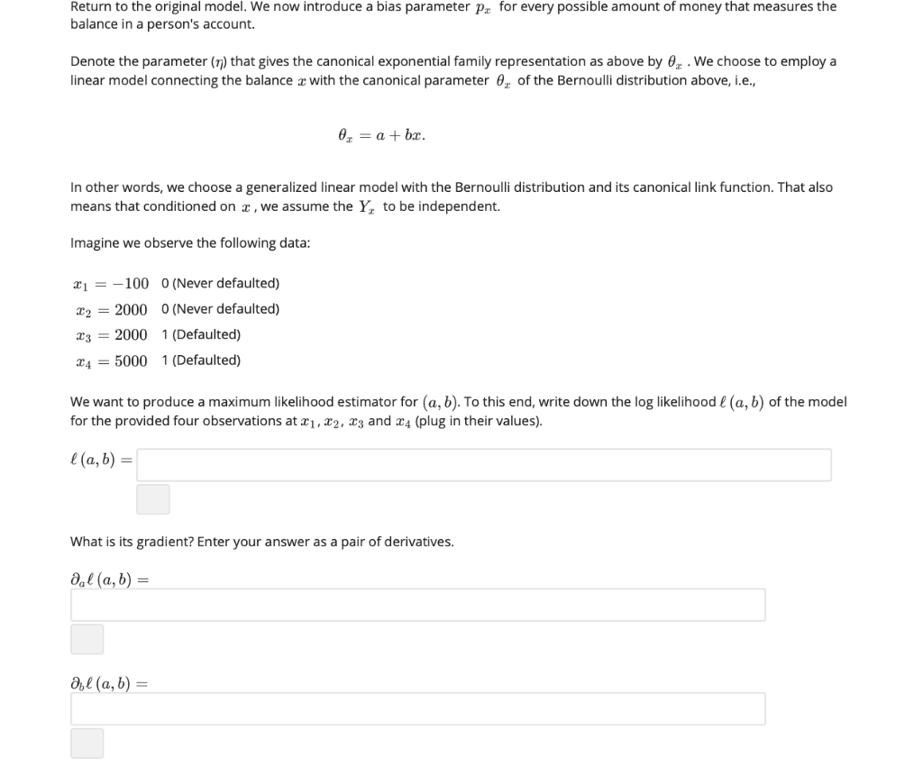 Solved Return To The Original Model We Now Introduce A Bias Chegg