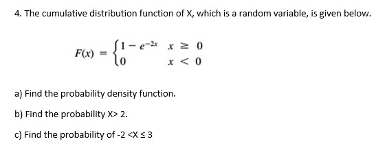 Solved 4. The cumulative distribution function of X, which | Chegg.com