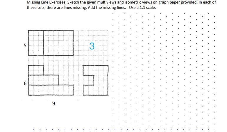 Solved Missing Line Exercises: Sketch the given multiviews | Chegg.com