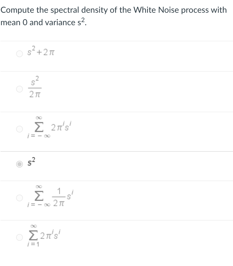 Solved Compute the spectral density of the white Noise | Chegg.com