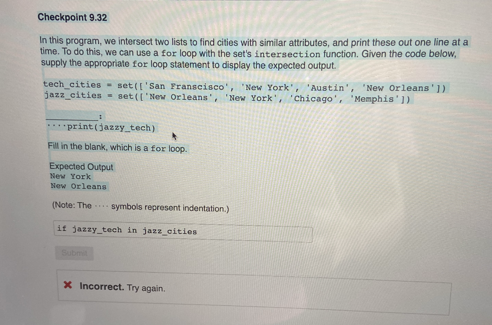 Solved Checkpoint 9.32 In this program, we intersect two | Chegg.com