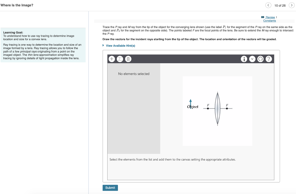 Solved Trace the P ray and M ray from the tip of the object | Chegg.com