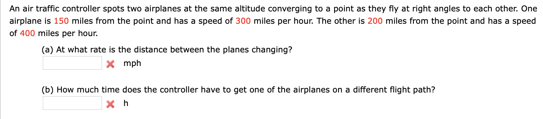 Solved An air traffic controller spots two airplanes at the | Chegg.com