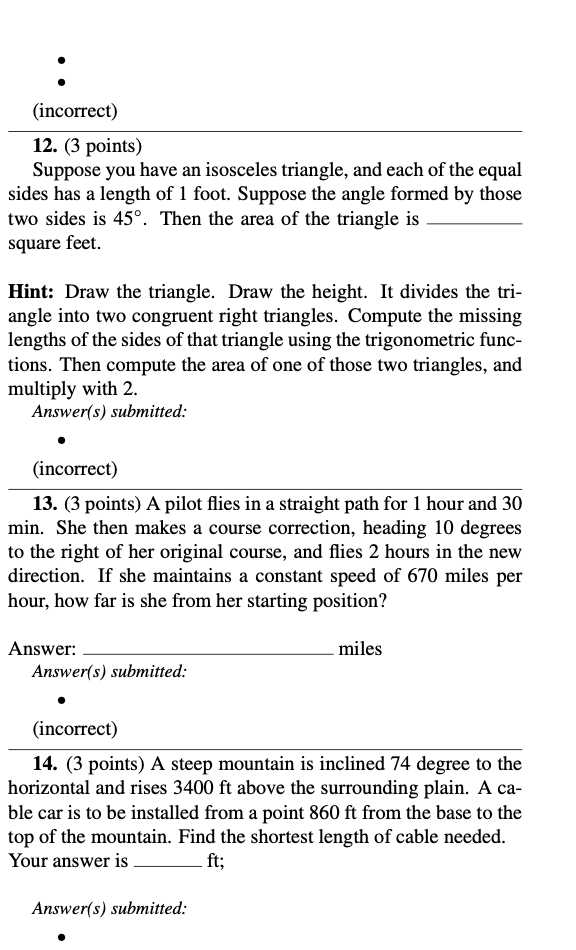 Solved 12. (3 points) Suppose you have an isosceles | Chegg.com Solved 12. (3 points) Suppose you have an isosceles | Chegg.com