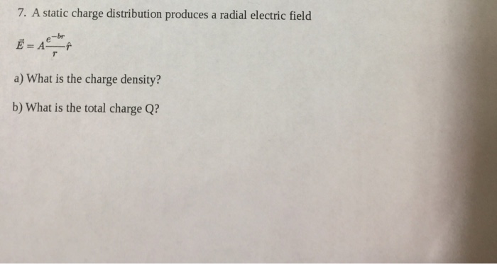 Solved 7. A static charge distribution produces a radial | Chegg.com