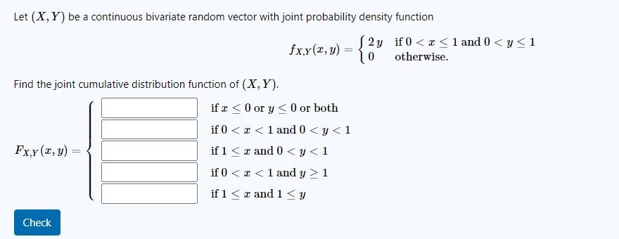 Solved Let (X, Y) be a continuous bivariate random vector | Chegg.com