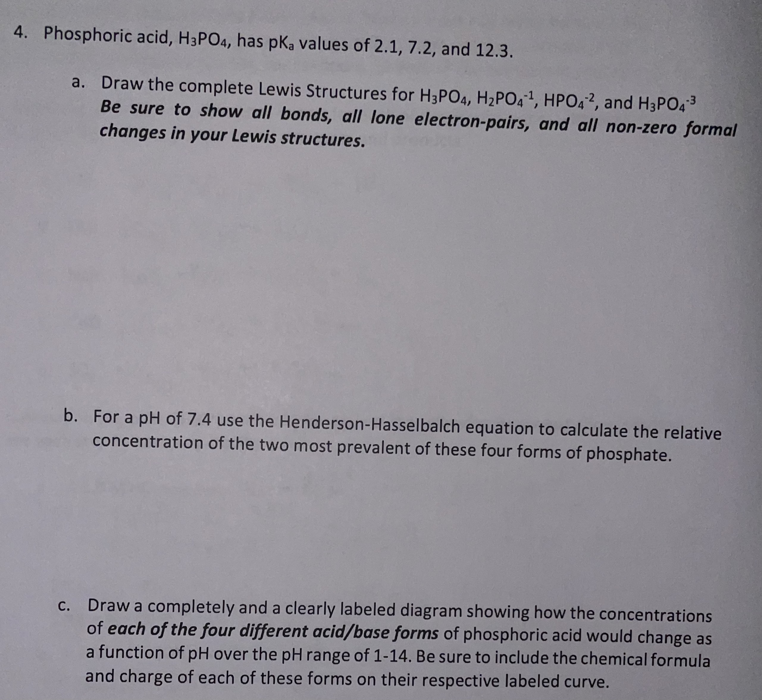 Solved Phosphoric acid, H3PO4, has pKa values of 2.1,7.2, | Chegg.com