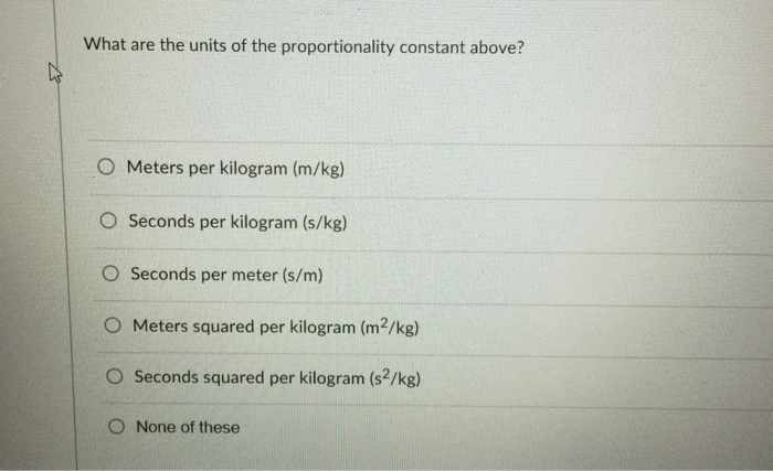 Solved What are the units of the proportionality constant | Chegg.com