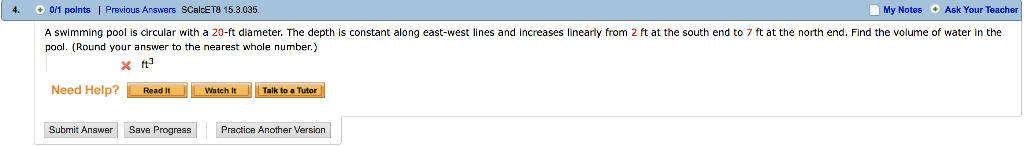 Solved 4. 0/1 points | Previous Answers SCalcET8 15.3.035 My | Chegg.com
