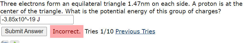 Solved Three electrons form an equilateral triangle 1.47nm | Chegg.com
