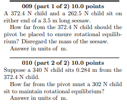 Solved 009 (part 1 of 2 ) 10.0 points A 372.4 N child and a | Chegg.com