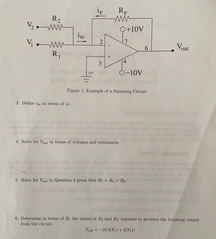 Solved 1 Summing Circuit A summing circuit is just a | Chegg.com