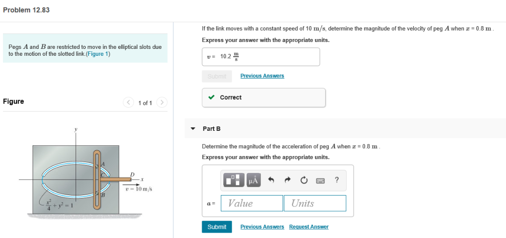 Solved Problem 12.83 If the link moves with a constant speed | Chegg.com