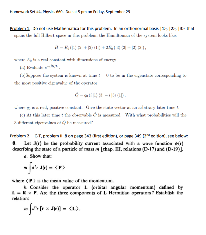 Solved Homework Set \#4, Physics 660. Due at 5 pm on Friday, | Chegg.com