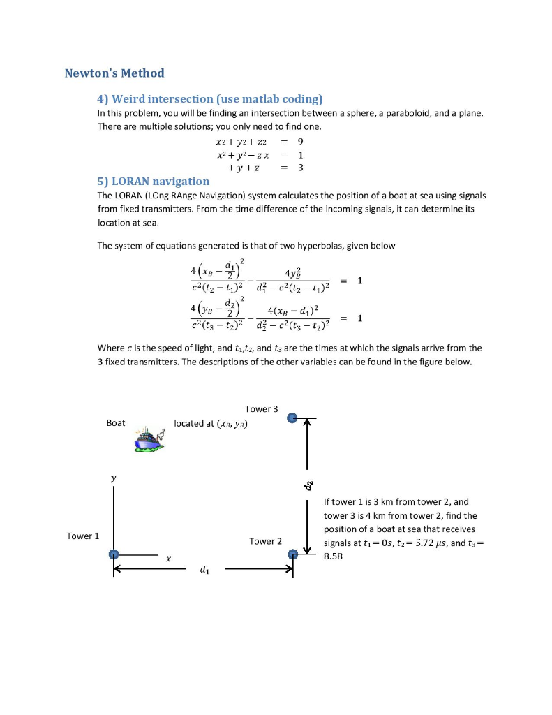 Solved Newton's Method 4) Weird intersection (use matlab | Chegg.com