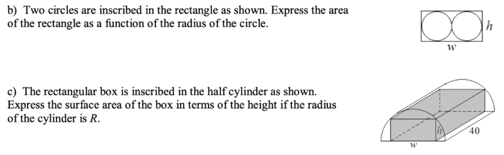 Solved b) Two circles are inscribed in the rectangle as | Chegg.com