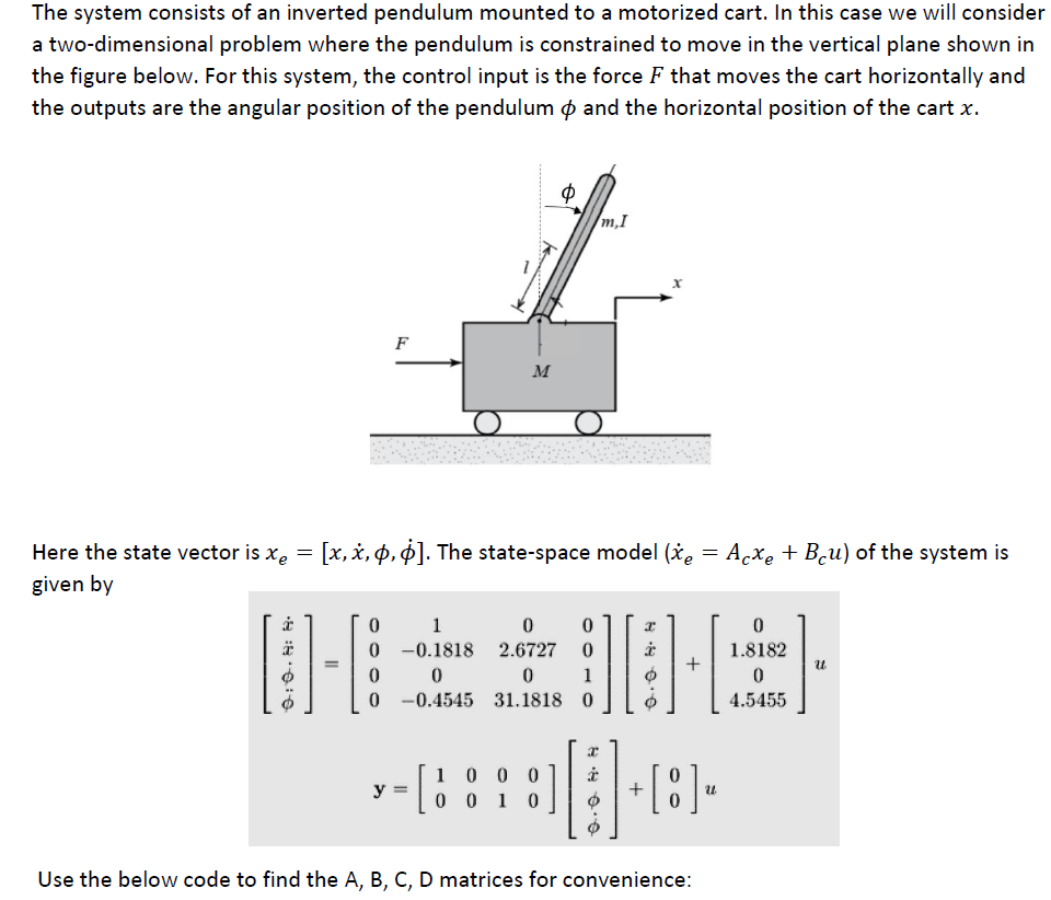 Solved The system consists of an inverted pendulum mounted | Chegg.com