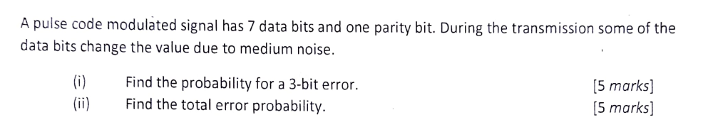 Solved A pulse code modulated signal has 7 data bits and one | Chegg.com