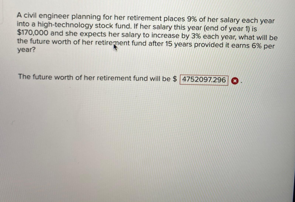 Solved A civil engineer planning for her retirement places | Chegg.com