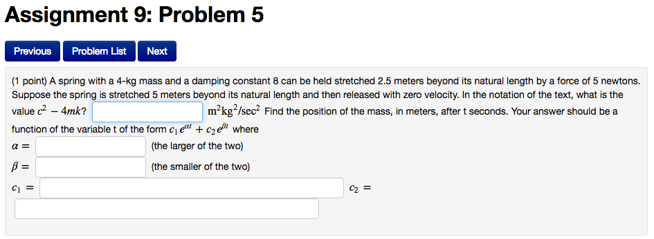 Solved Assignment 9: Problem 5 Previous Problem List Next (1 | Chegg.com